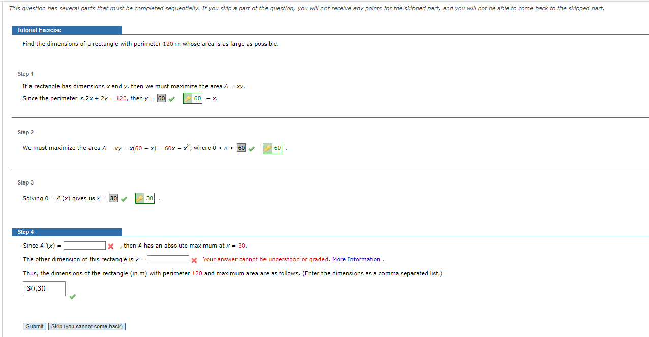 Solved Find the dimensions of a rectangle with perimeter 120 | Chegg.com
