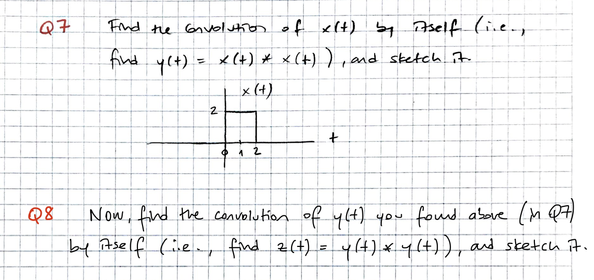 Solved Q.7 Find the convolution of x (+) by itself line, | Chegg.com