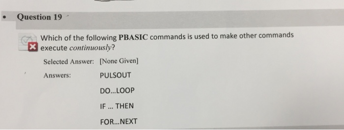 Solved Question 19 Which of the following PBASIC commands is | Chegg.com