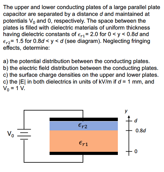 Solved The upper and lower conducting plates of a large | Chegg.com