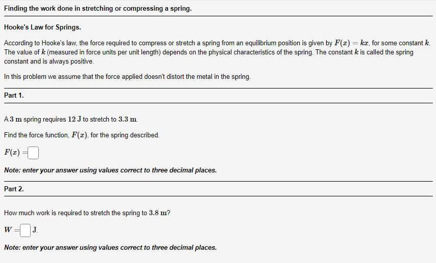 Solved Hooke's Law for Springs. According to Hooke's law, | Chegg.com
