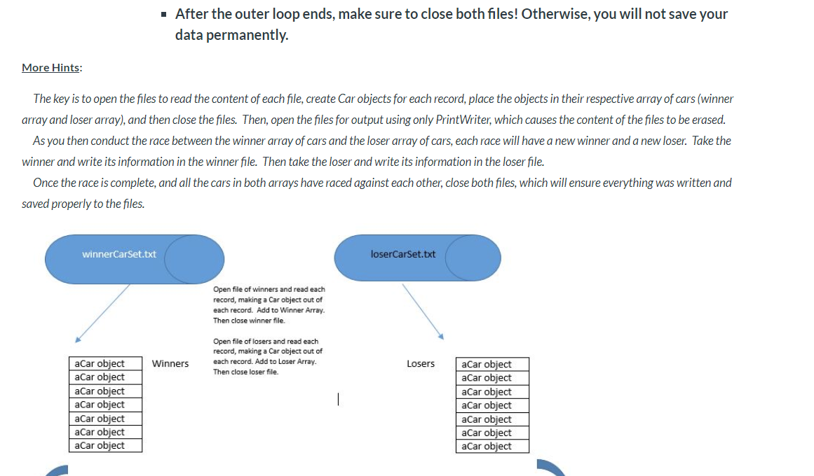 Solved • Create a new Netbeans project named CarRace Inside | Chegg.com