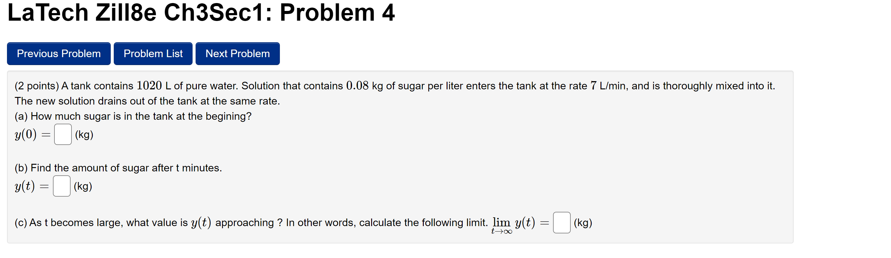Solved LaTech Zill8e Ch3Sec1: Problem 4 Previous Problem | Chegg.com