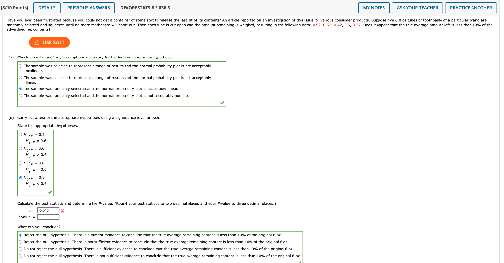 Solved [8/10 Points) DETAILS PREVIOUS ANSWERS DEVORESTAT9 | Chegg.com