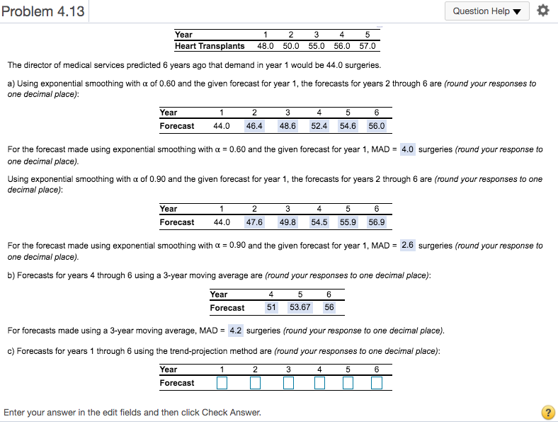 Solved D: For forecasts made using the trend-projection | Chegg.com
