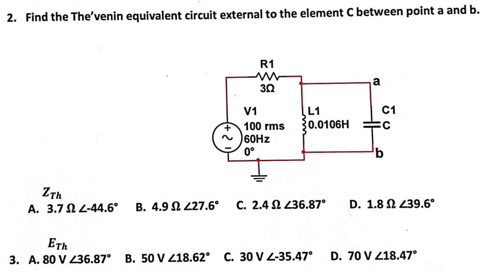 Solved 2. Find the The'venin equivalent circuit external to | Chegg.com