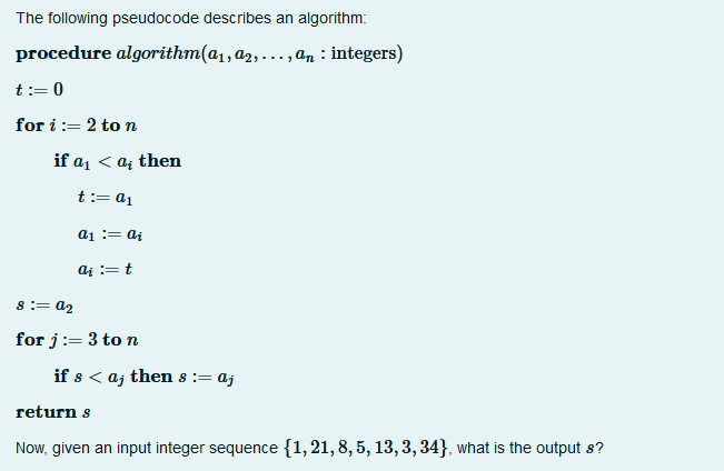 Solved The following pseudocode describes an algorithm: | Chegg.com