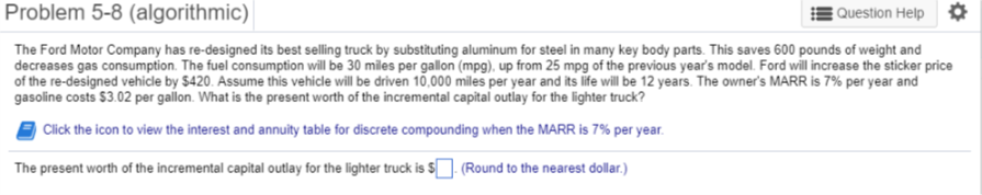 Problem 5-8 (algorithmic) Question Help The Ford | Chegg.com
