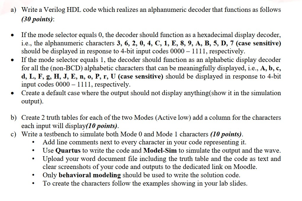 a) Write a Verilog HDL code which realizes an | Chegg.com