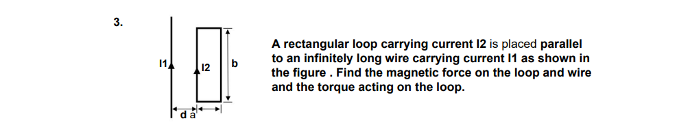 Solved A rectangular loop carrying current 12 is placed | Chegg.com