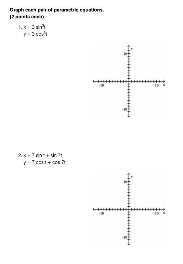Solved Graph each pair of parametric equations. (2 points | Chegg.com