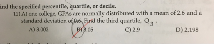 Solved ind the specified percentile, quartile, or decile. | Chegg.com