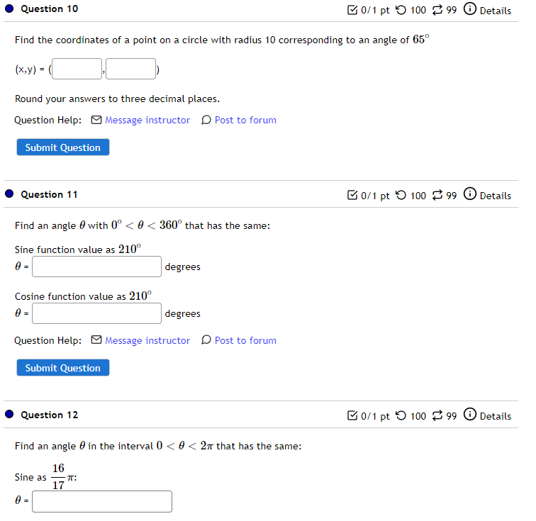 Solved Find the coordinates of a point on a circle with | Chegg.com