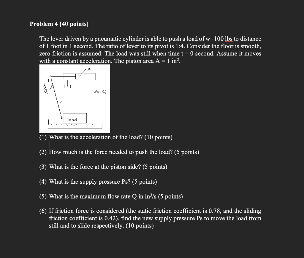 Solved The lever driven by a pneumatic cylinder is able to | Chegg.com