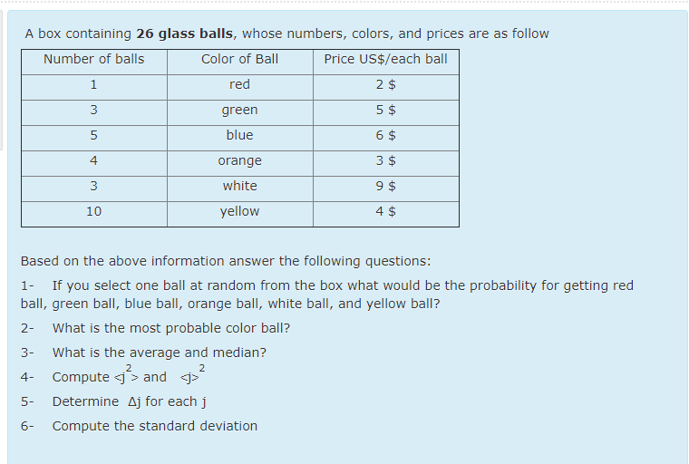 Solved A box containing 26 glass balls, whose numbers, | Chegg.com