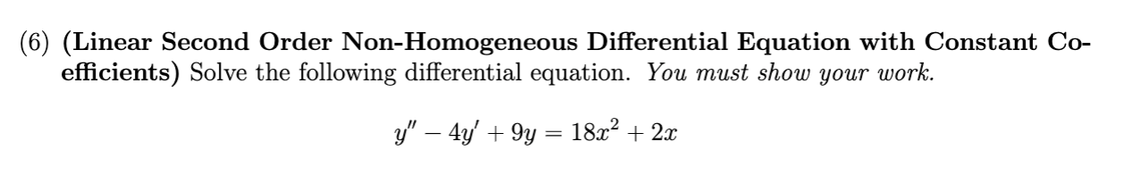 Solved (5) (Linear Second Order Homogeneous Initial Value | Chegg.com