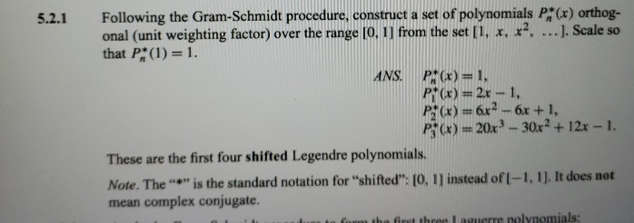 Solved Following the Gram-Schmidt procedure, construct a set | Chegg.com