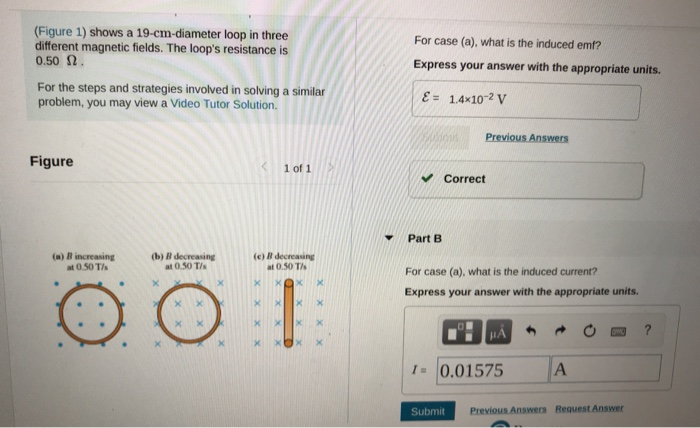 Solved (Figure 1) shows a 19-cm-diameter loop in three | Chegg.com