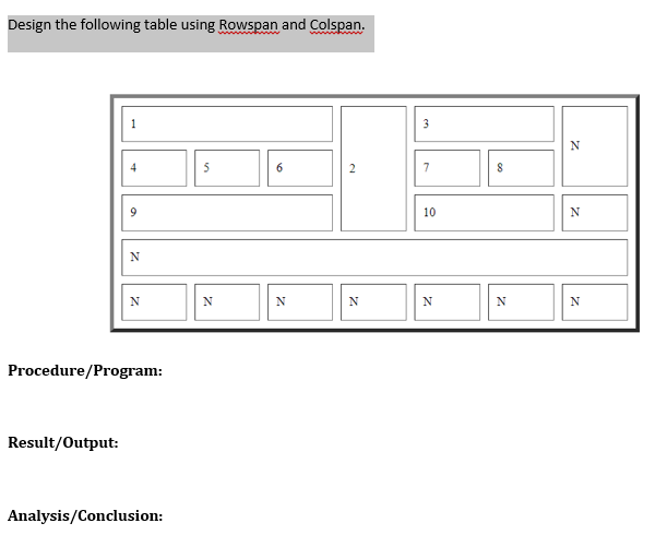 Solved Design the following table using Rowspan and Colspan. | Chegg.com