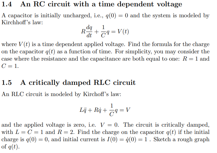 Solved 1.4 An RC circuit with a time dependent voltage A | Chegg.com