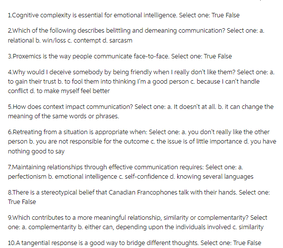 1.Cognitive complexity is essential for emotional | Chegg.com