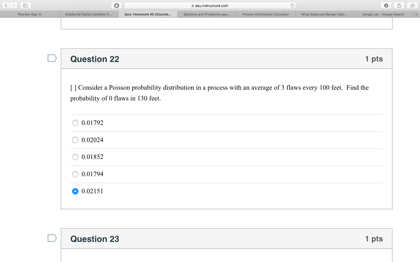 Solved asu.instructure.com Pearson Sign In Grades for Carlos | Chegg.com