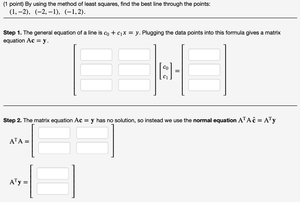 Solved (1 point) By using the method of least squares, find | Chegg.com