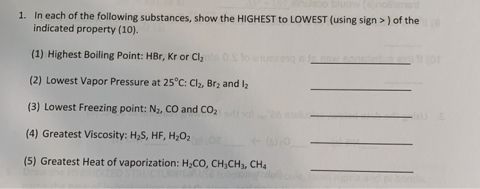 Solved 1. In each of the following substances, show the | Chegg.com