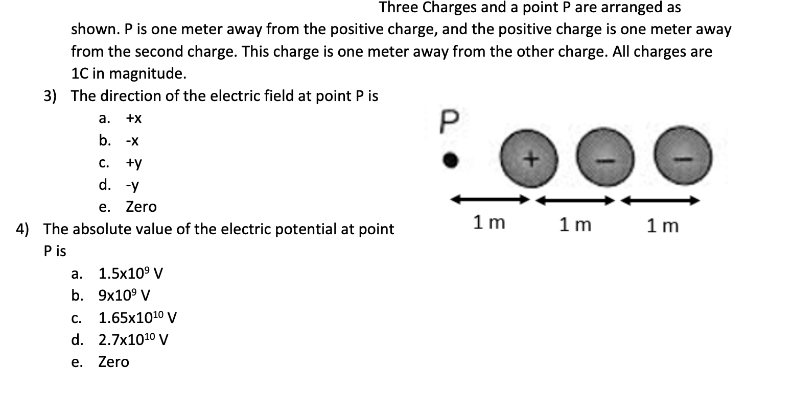 Solved Three Charges and a point P are arranged as shown. P | Chegg.com
