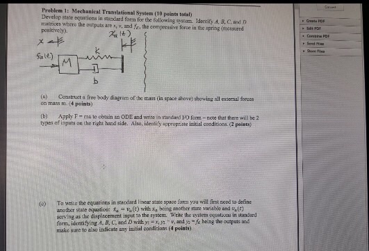 Solved Problem 1: Mechanical Translational System (10 points | Chegg.com