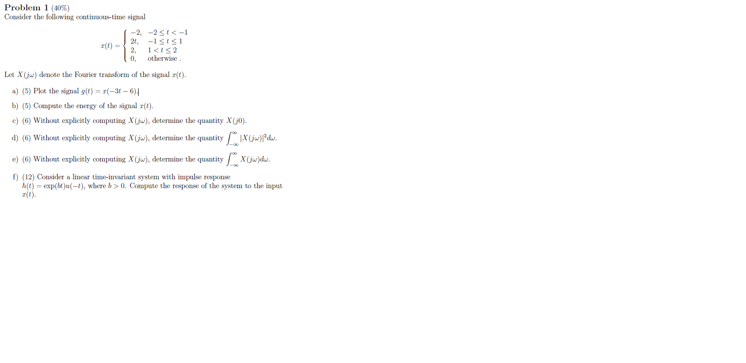 Solved Problem 1 (40\%) Consider the following | Chegg.com