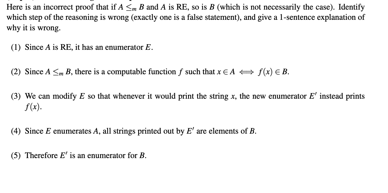 Solved Here is an incorrect proof that if A Sm B and A is | Chegg.com