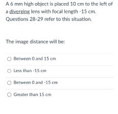 Solved A 6 mm high object is placed 10 cm to the left of a | Chegg.com