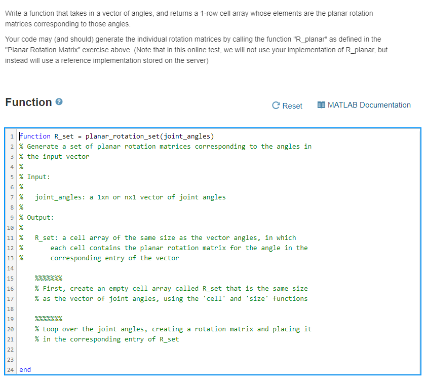 Solved Write a function that takes in a vector of angles, | Chegg.com