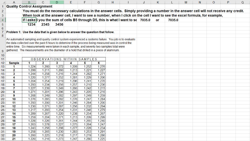 0 1 Quality Control Assignment You must do the | Chegg.com
