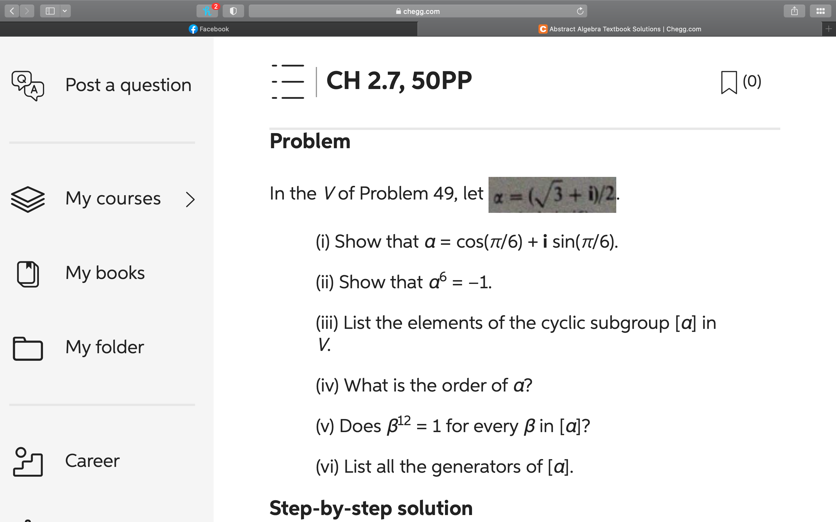 Solved Post a question My courses > My books My folder | Chegg.com