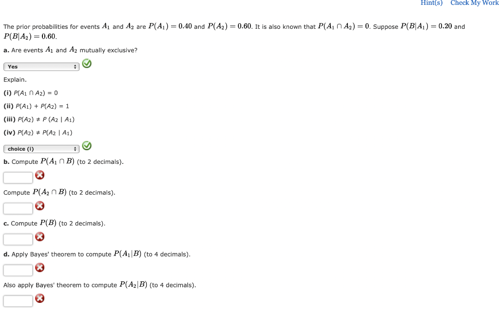 Solved The prior probabilities for events A1 and A2 are | Chegg.com