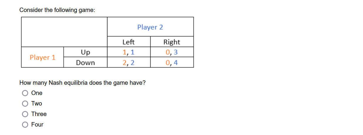 Solved Consider the following game: How many Nash equilibria | Chegg.com