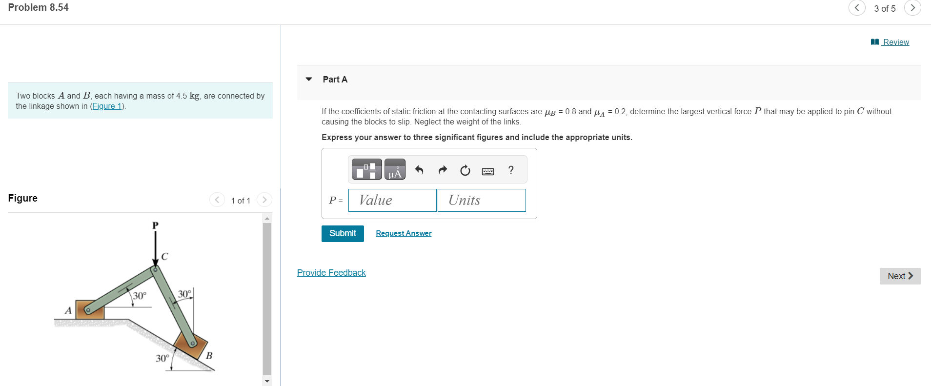 Solved Two blocks A and B, each having a mass of 4.5 kg, are | Chegg.com