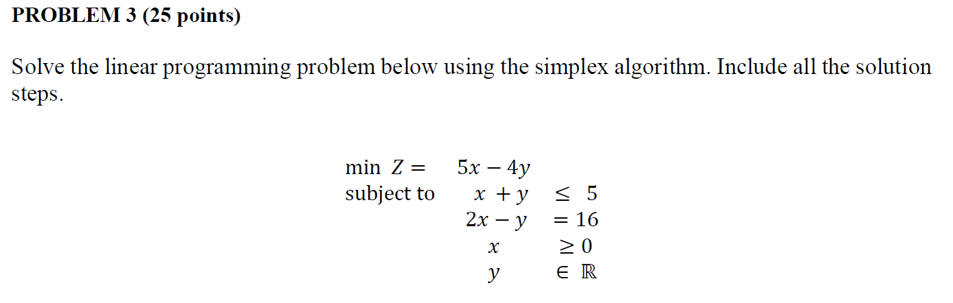Solved PROBLEM 3 (25 ﻿points)Solve the linear programming | Chegg.com