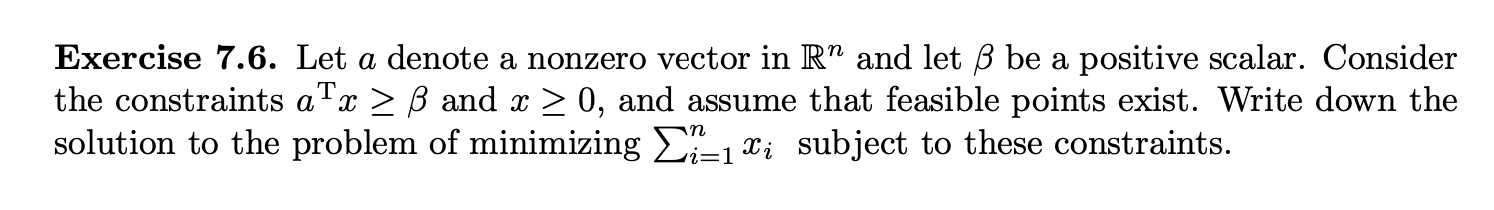 Solved Exercise 7.6. Let a denote a nonzero vector in Rn and | Chegg.com