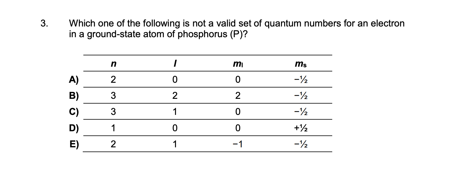 Solved Which One Of The Following Is Not A Valid Set Of