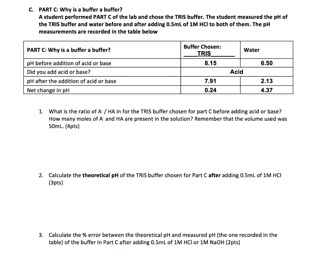 C. PART C: Why is a buffer a buffer? A student | Chegg.com