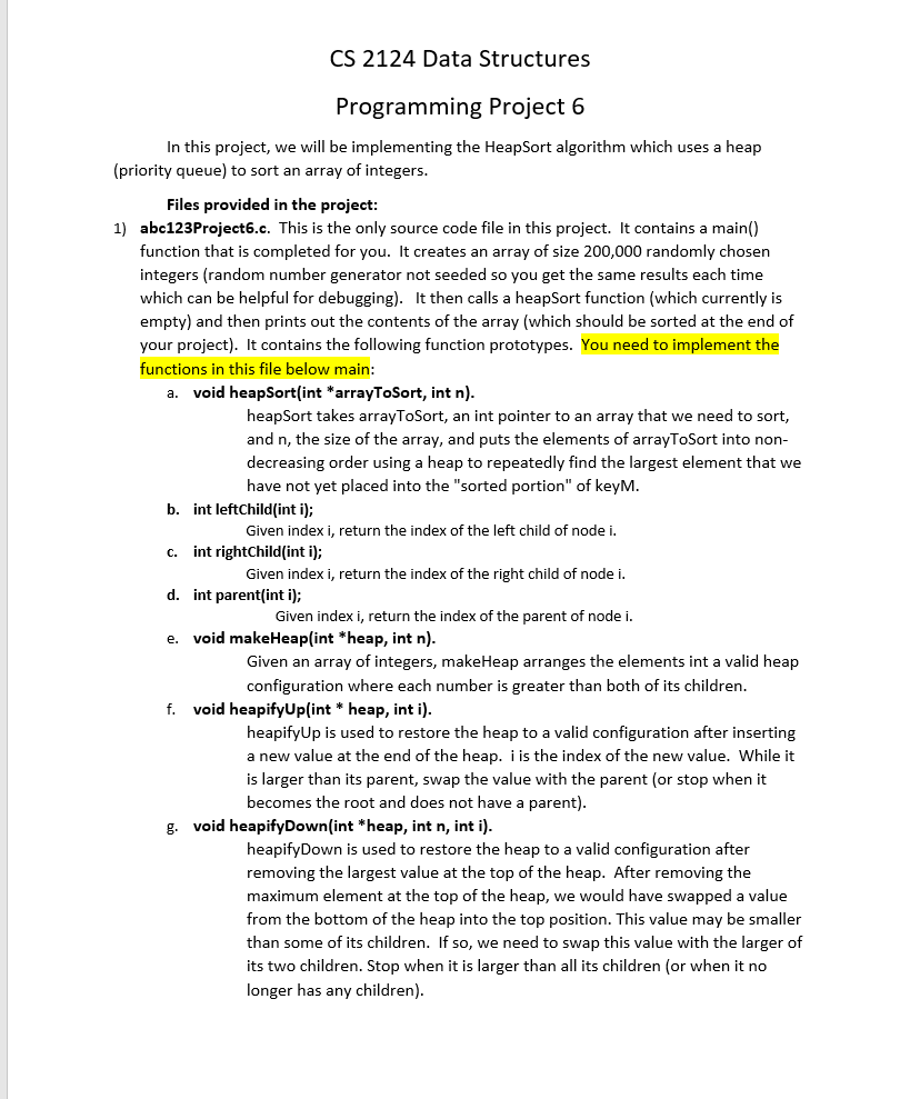 Solved CS 2124 Data Structures Programming Project 6 a. C. | Chegg.com