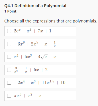 Solved Choose all the expressions that are polynomials. | Chegg.com