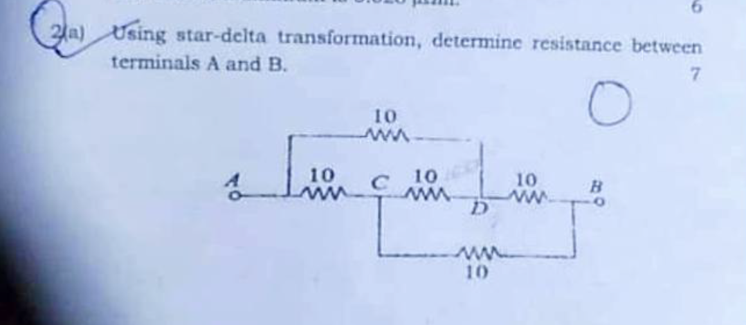 Solved 2(a) Using star-delta transformation, determine | Chegg.com