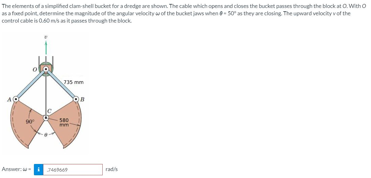 Solved The elements of a simplified clam-shell bucket for a | Chegg.com