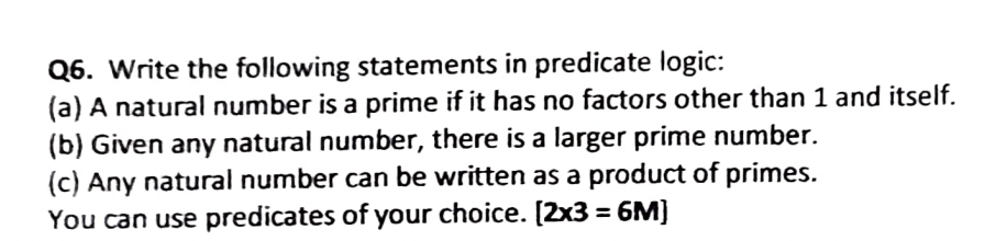 Solved Q6. ﻿Write the following statements in predicate | Chegg.com