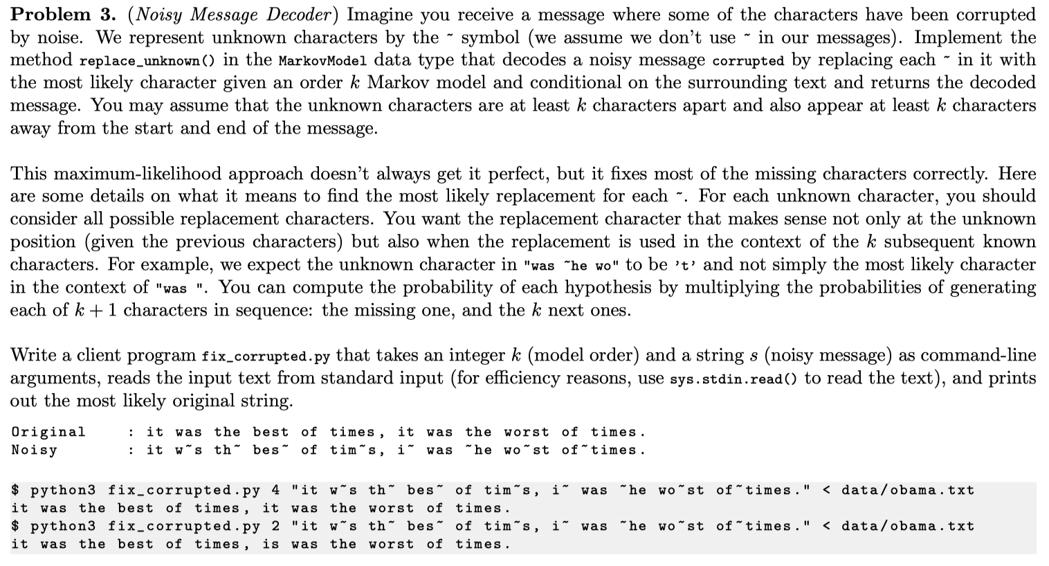 Problem 3. (Noisy Message Decoder) Imagine you | Chegg.com