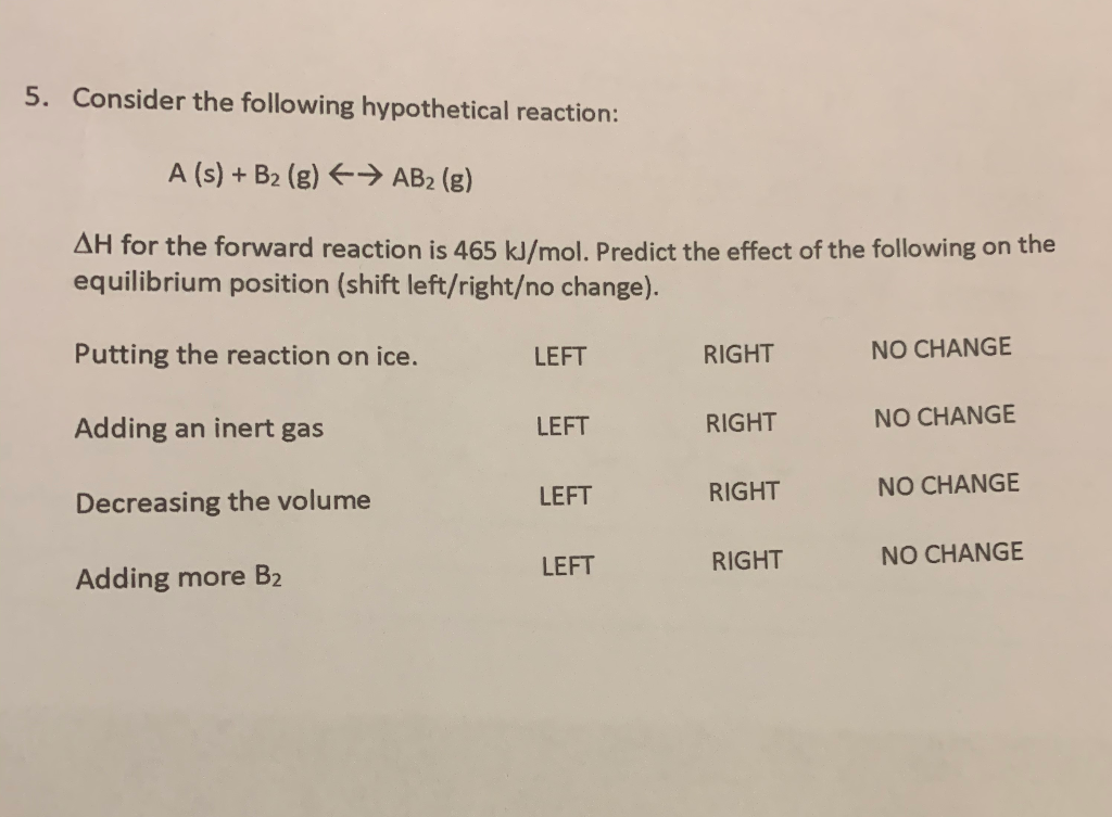Solved 5. Consider the following hypothetical reaction: A | Chegg.com